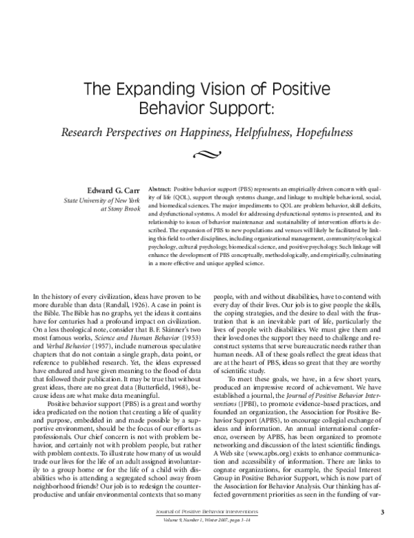 (PDF) The Expanding Vision of Positive Behavior Support