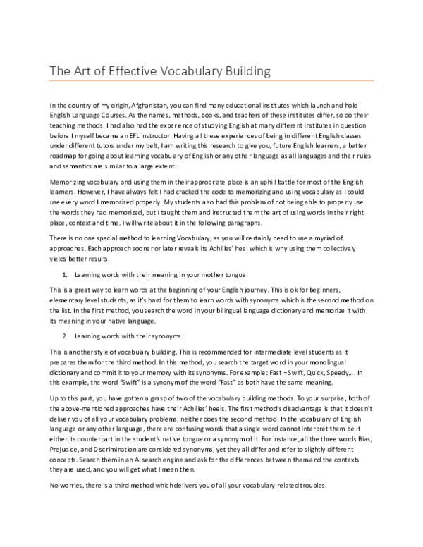 (PDF) The Art of Effective Vocabulary Building