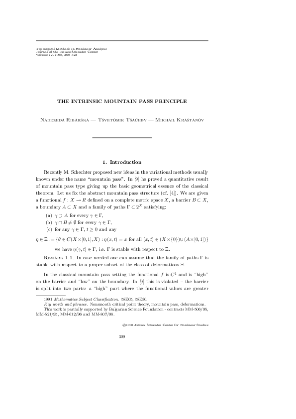 (PDF) The intrinsic mountain pass principle