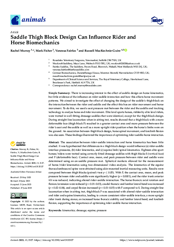 (PDF) Saddle Thigh Block Design Can Influence Rider and Horse Biomechanics