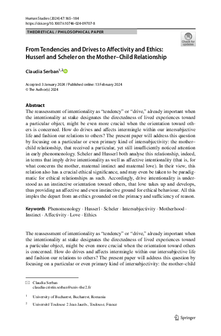 (PDF) From Tendencies and Drives to Affectivity and Ethics: Husserl and ...