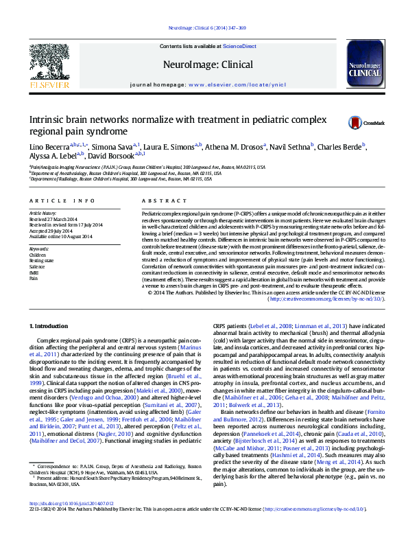 (PDF) Intrinsic brain networks normalize with treatment in pediatric ...