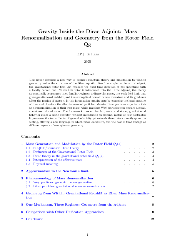 (PDF) Gravity Inside the Dirac Adjoint: Mass Renormalization and ...