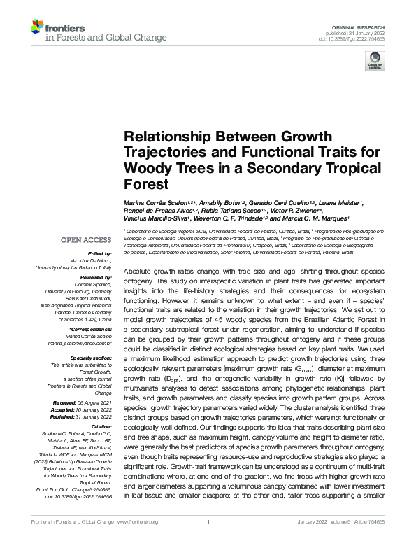 (PDF) Relationship Between Growth Trajectories and Functional Traits ...