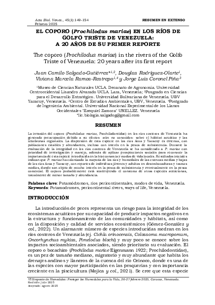 (PDF) EL COPORO (Prochilodus mariae) EN LOS RÍOS DE GOLFO TRISTE DE ...