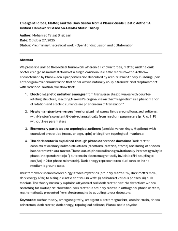(PDF) Emergent Forces, Matter, and the Dark Sector from a Planck-Scale ...