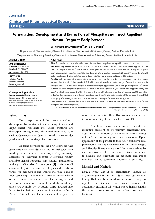 (PDF) Journal of Clinical and Pharmaceutical Research Formulation ...