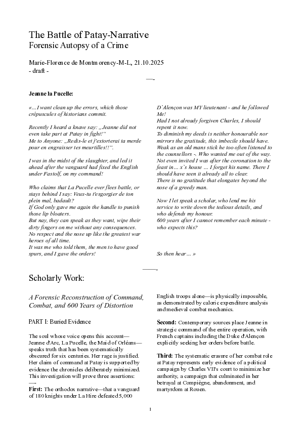 (PDF) The Battle of Patay-Narrative: Forensic Autopsy of a Crime (draft)