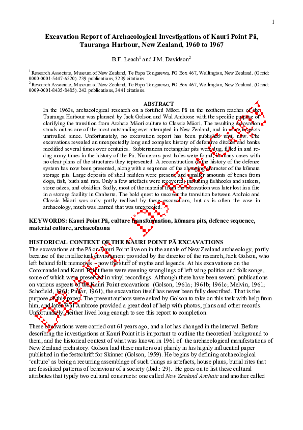(PDF) Leach B.F. and J.M. Davidson. 2025. Excavation Report of ...