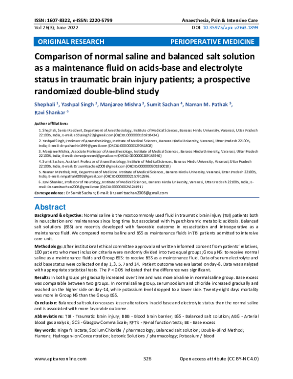 (PDF) Comparison of normal saline and balanced salt solution as a ...