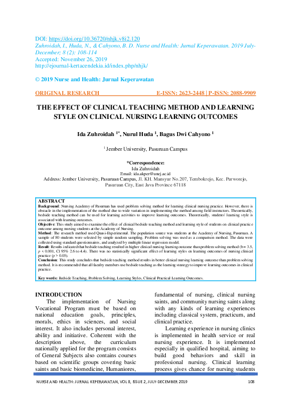 (PDF) The Effect of Clinical Teaching Method and Learning Style on ...
