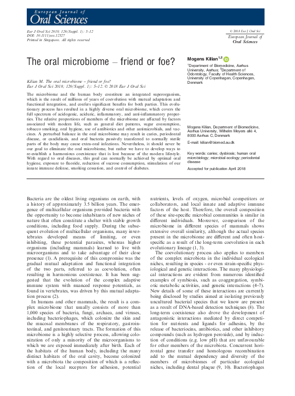 (PDF) The oral microbiome – friend or foe?