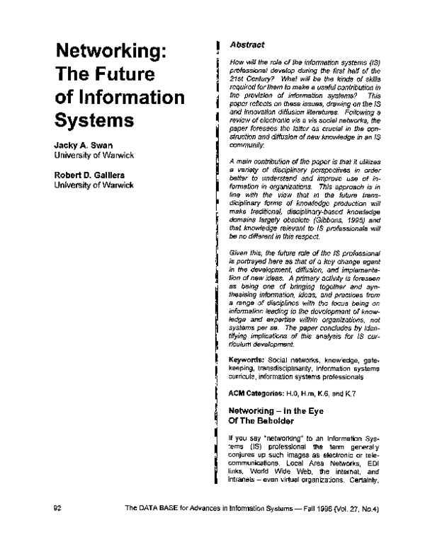 (PDF) Networking