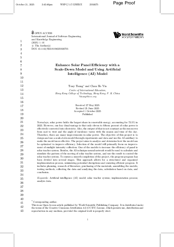 (PDF) Enhance Solar Panel E±ciency with a Scale-Down Model and Using ...