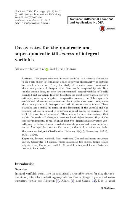 (PDF) Decay rates for the quadratic and super-quadratic tilt-excess of ...