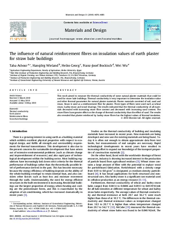 (PDF) The influence of natural reinforcement fibres on insulation ...
