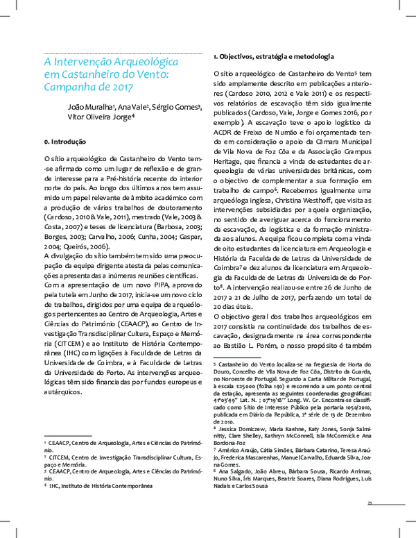 (PDF) Intervenção Arqueológica em Castanheiro do Vento