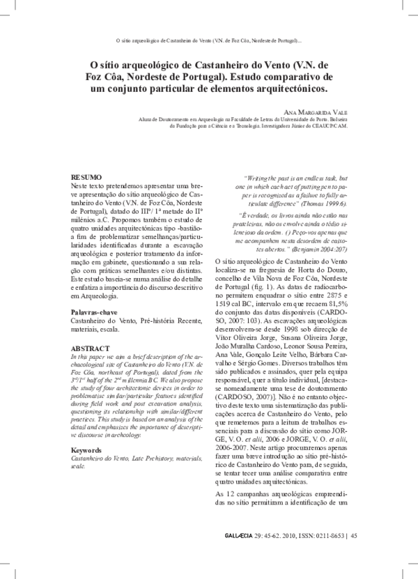 (PDF) O sítio arqueológico de Castanheiro do Vento.(VN De Foz Côa ...