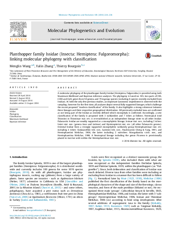 (PDF) Planthopper family Issidae (Insecta: Hemiptera: Fulgoromorpha ...