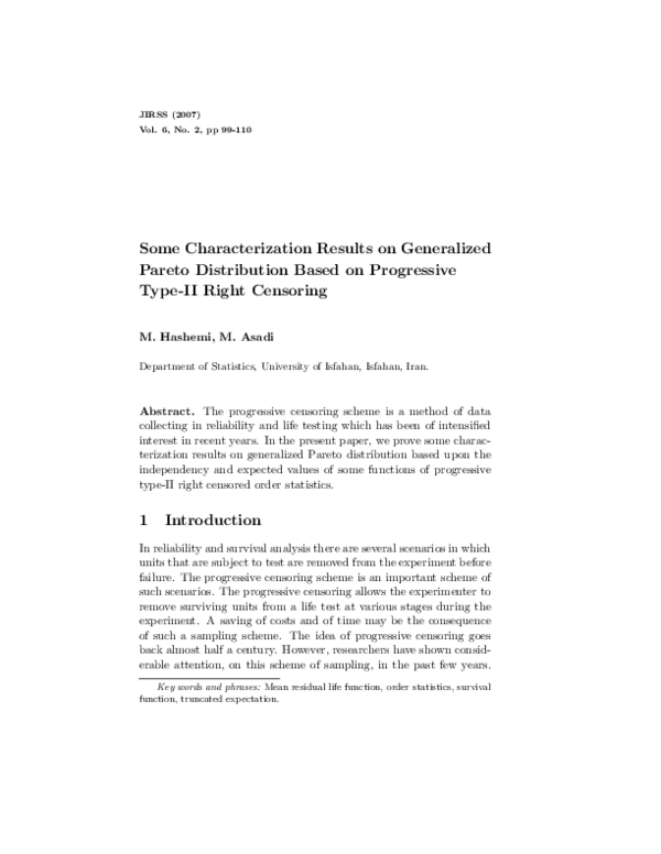 (PDF) Some Characterization Results on Generalized Pareto Distribution ...