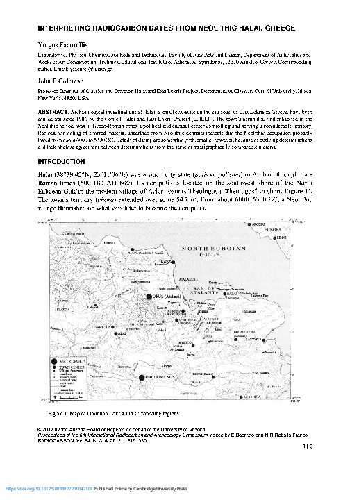 (PDF) Interpreting Radiocarbon Dates from Neolithic Halai, Greece