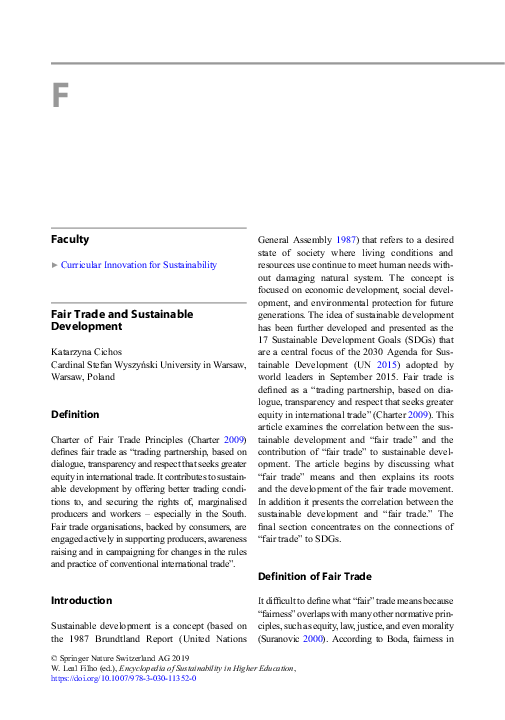 (PDF) Fair Trade and Sustainable Development
