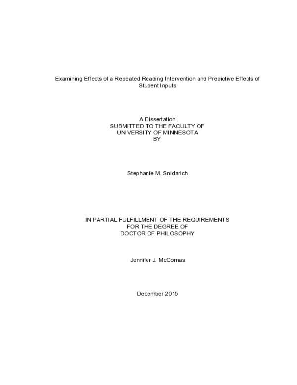 (PDF) Examining Effects of a Repeated Reading Intervention and ...