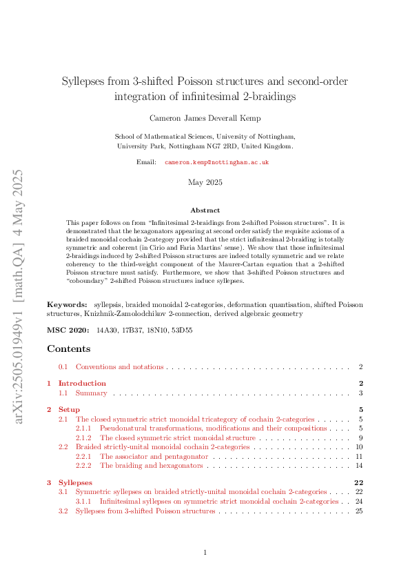 (PDF) Syllepses from 3-shifted Poisson structures and second-order ...