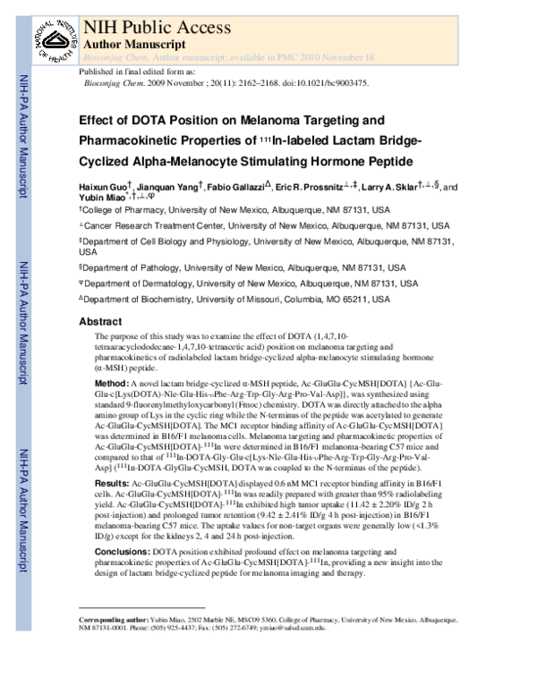 (PDF) Effect of DOTA Position on Melanoma Targeting and Pharmacokinetic ...