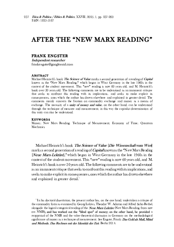 (PDF) After the New Marx-Reading