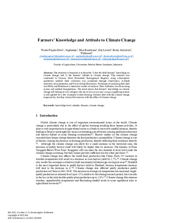 (PDF) Farmers’ Knowledge and Attitude to Climate Change