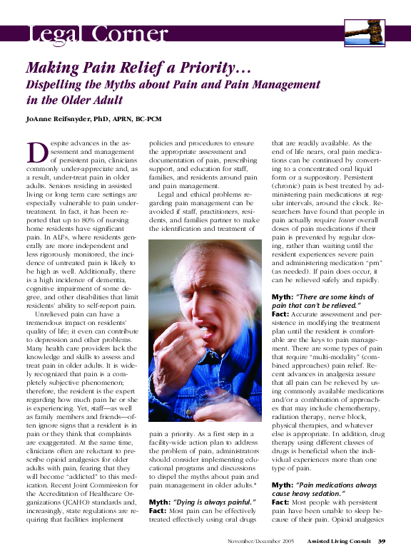 (PDF) Making pain relief a priority ... dispelling the myths about pain ...