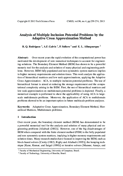 (PDF) Analysis of Multiple Inclusion Potential Problems by the Adaptive ...