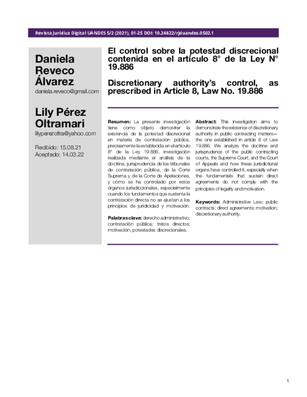 (PDF) El control sobre la potestad discrecional contenida en el ...