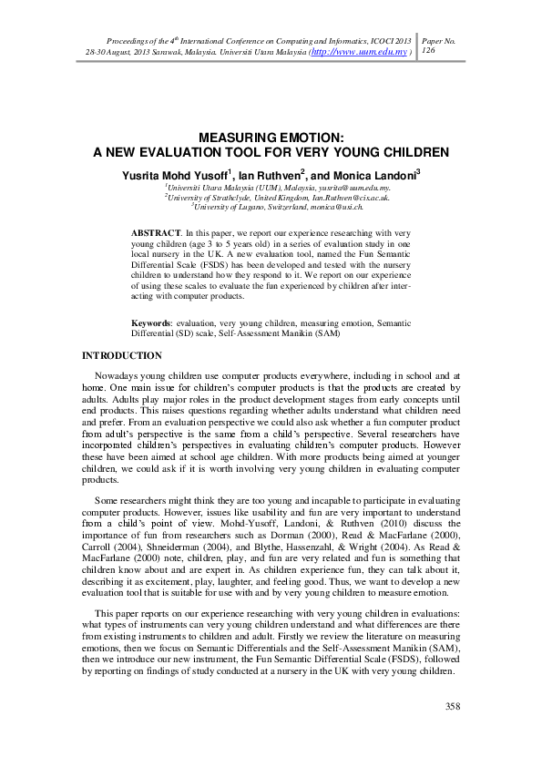 (PDF) Measuring Emotion: A New Evaluation Tool for Very Young Children