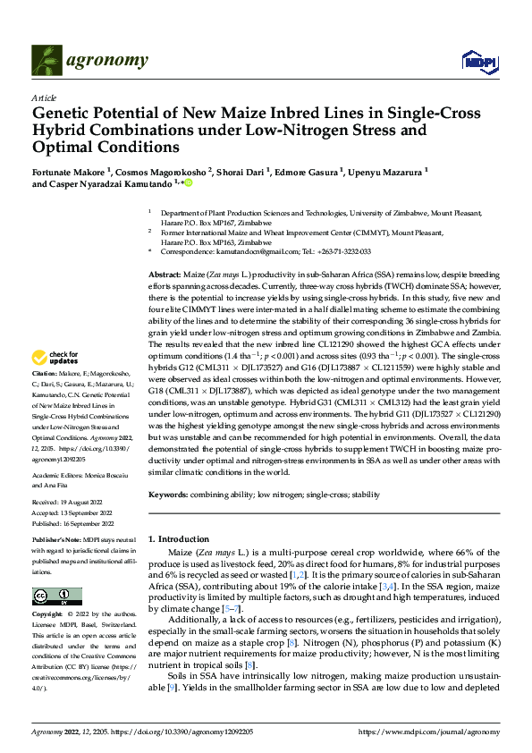 (PDF) Genetic Potential of New Maize Inbred Lines in Single-Cross ...