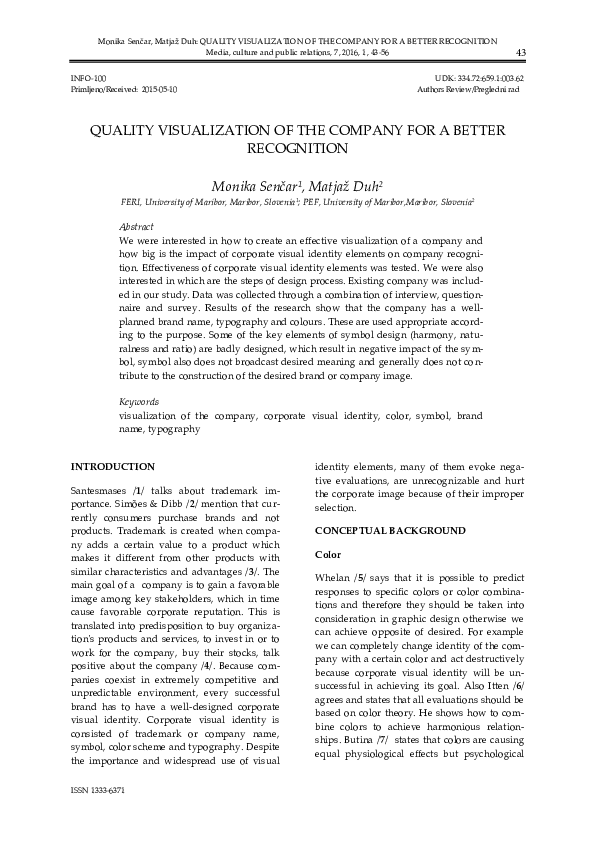 (PDF) Quality Visualization of the Company for a Better Recognition