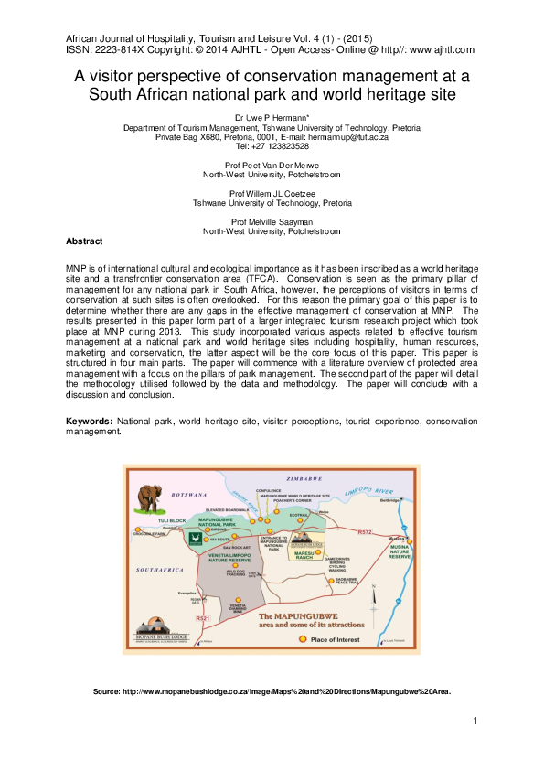 (PDF) A visitor perspective of conservation management at a South ...