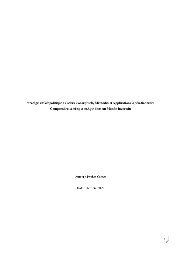 (PDF) Stratégie et Géopolitique : Cadres Conceptuels, Méthodes et ...