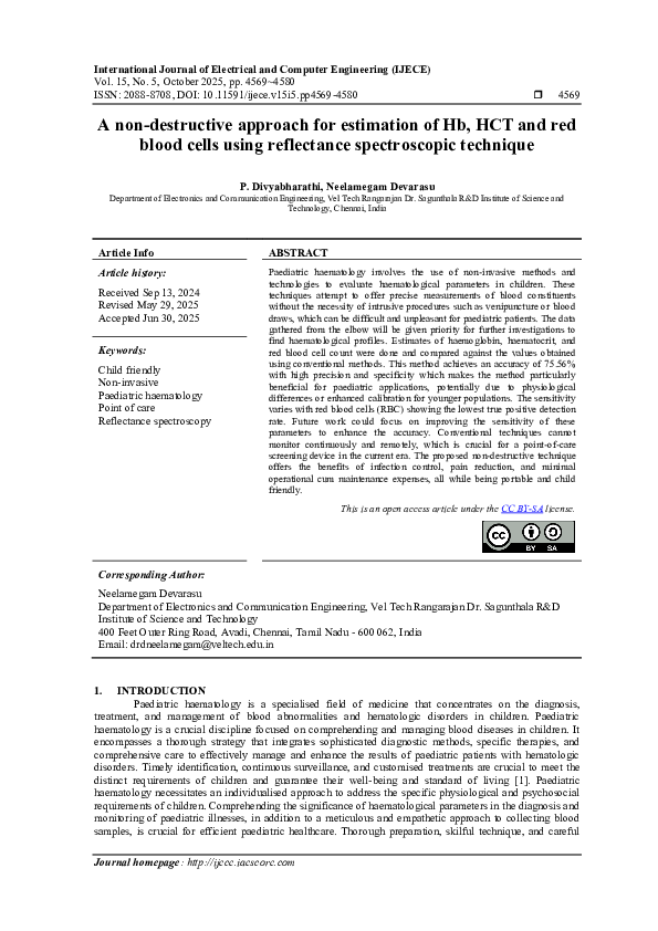 (PDF) A non-destructive approach for estimation of Hb, HCT and red ...
