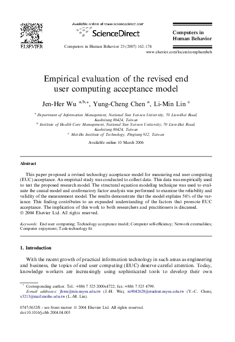 (PDF) Empirical evaluation of the revised end user computing acceptance ...