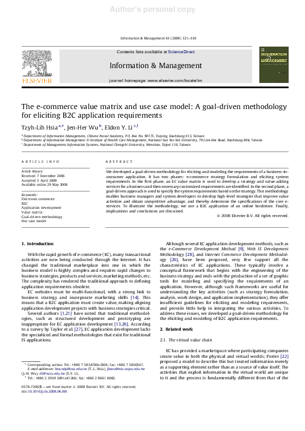 (PDF) The e-commerce value matrix and use case model: A goal-driven ...