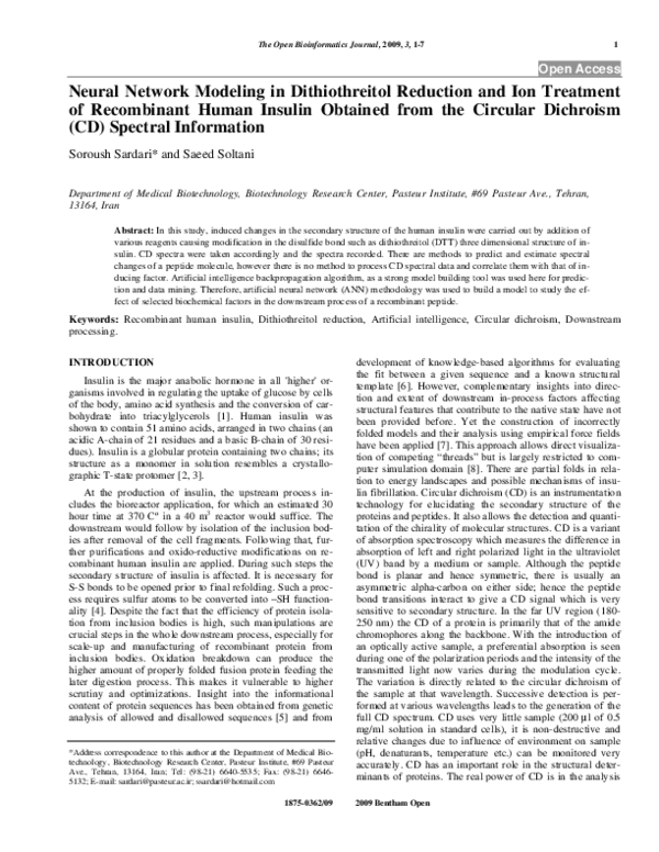 (PDF) Neural Network Modeling in Dithiothreitol Reduction and Ion ...