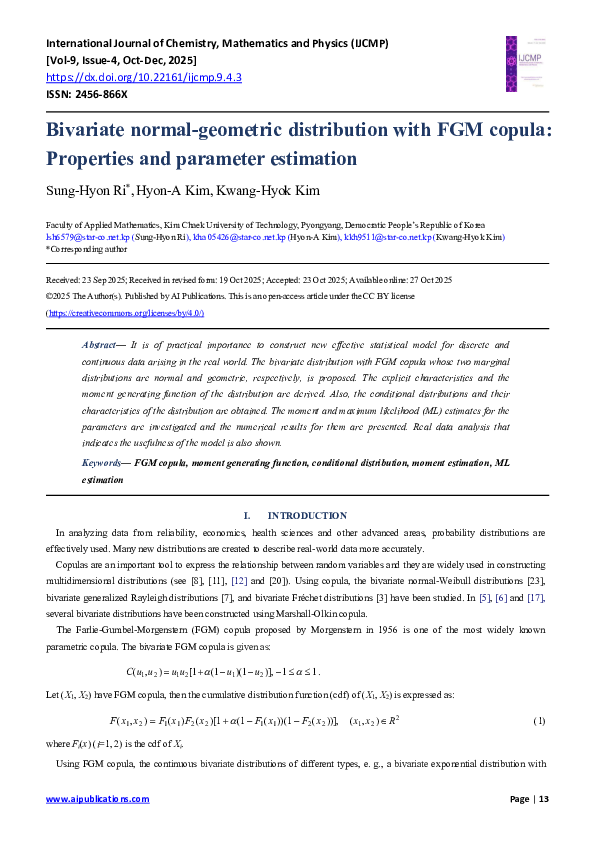 (PDF) Bivariate normal-geometric distribution with FGM copula ...