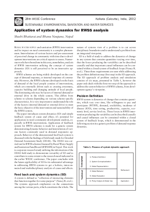 (PDF) Application of system dynamics for RWSS analysis