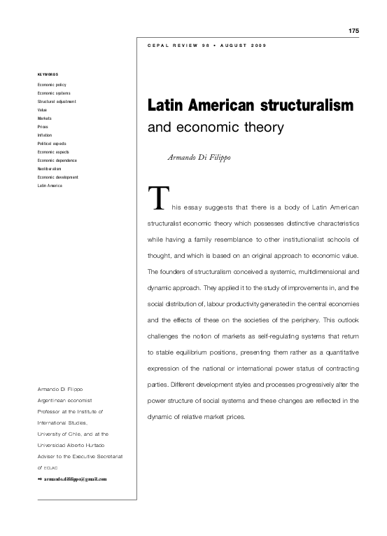 (PDF) Latin American structuralism and economic theory