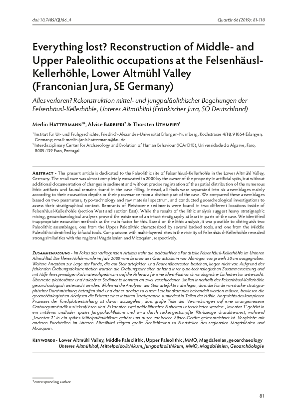 (PDF) Everything lost? Reconstruction of Middle- and Upper Paleolithic ...