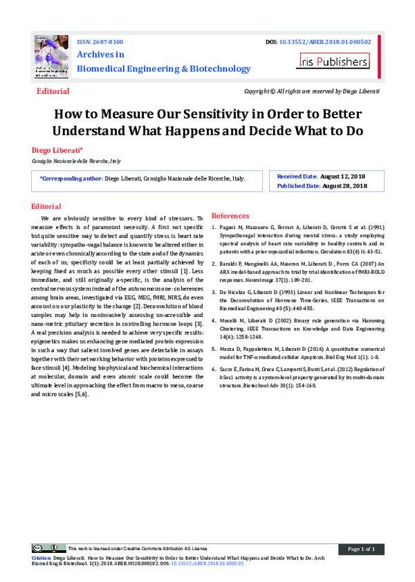 (PDF) How to Measure Our Sensitivity in Order to Better Understand What ...
