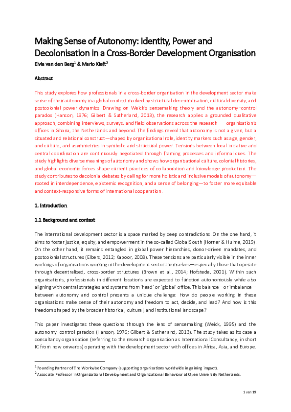 (PDF) Making Sense of Autonomy: Identity, Power and Decolonisation in a ...