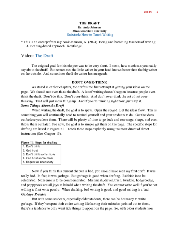 (PDF) How to Teach Writing: The Draft